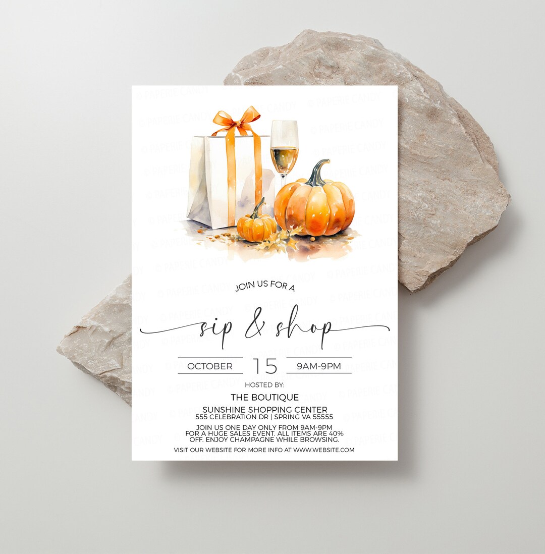 Fall Sip and Shop Invitation, Autumn Sip and See Invite, Thanksgiving ...