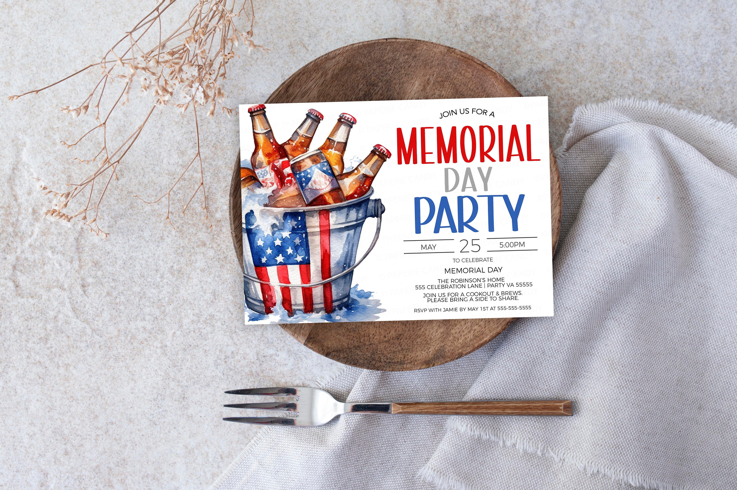 Memorial Day Party Invitation, Memorial Day Invite, Memorial Day ...