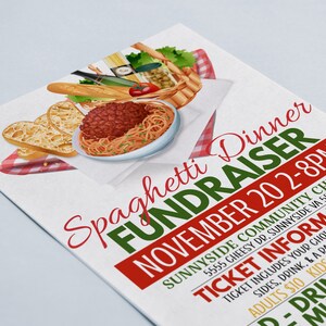 Editable Spaghetti Dinner Fundraiser Flyer, Italian Dinner Fundraising ...