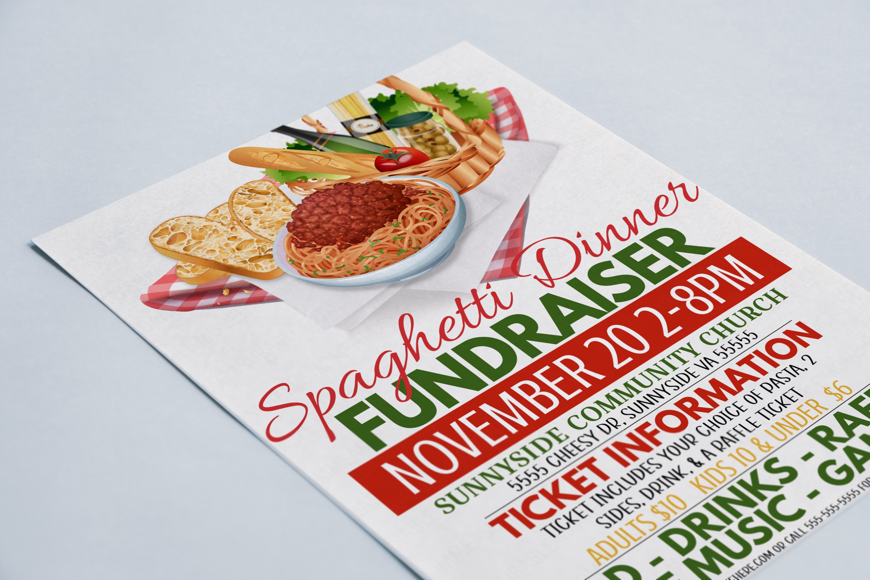 Editable Spaghetti Dinner Fundraiser Flyer, Italian Dinner Fundraising ...