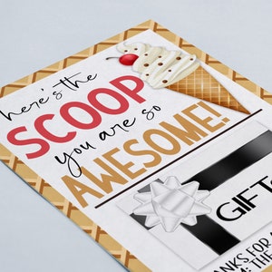 Ice Cream Gift Card Holder, Here's the Scoop You're Awesome, Gift for ...