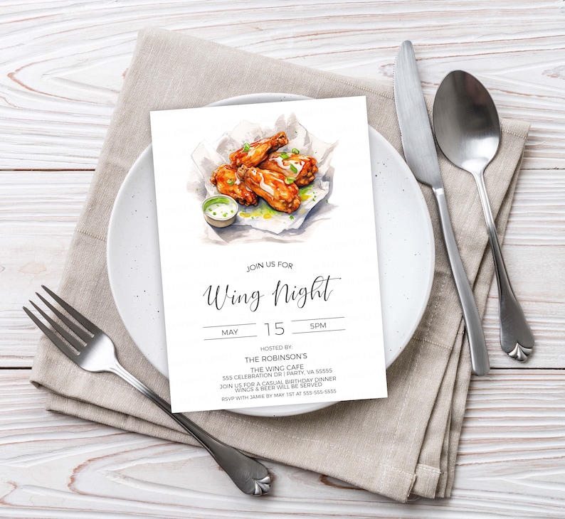 Wing Night Invitation Chicken Wings Invite Buffalo Wings - Etsy