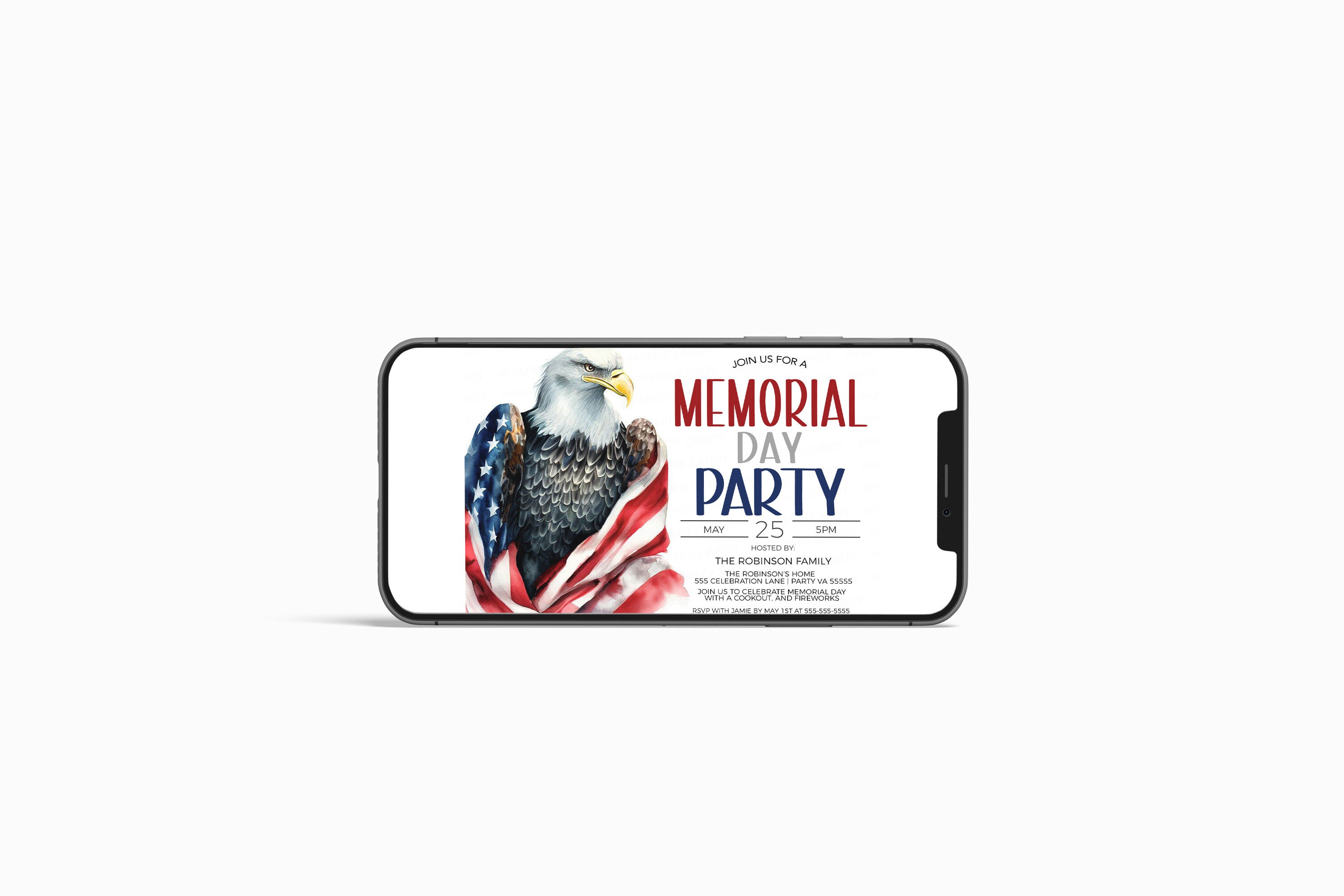 Memorial Day BBQ Invitation, Memorial Day Invite, Memorial Day Cookout ...