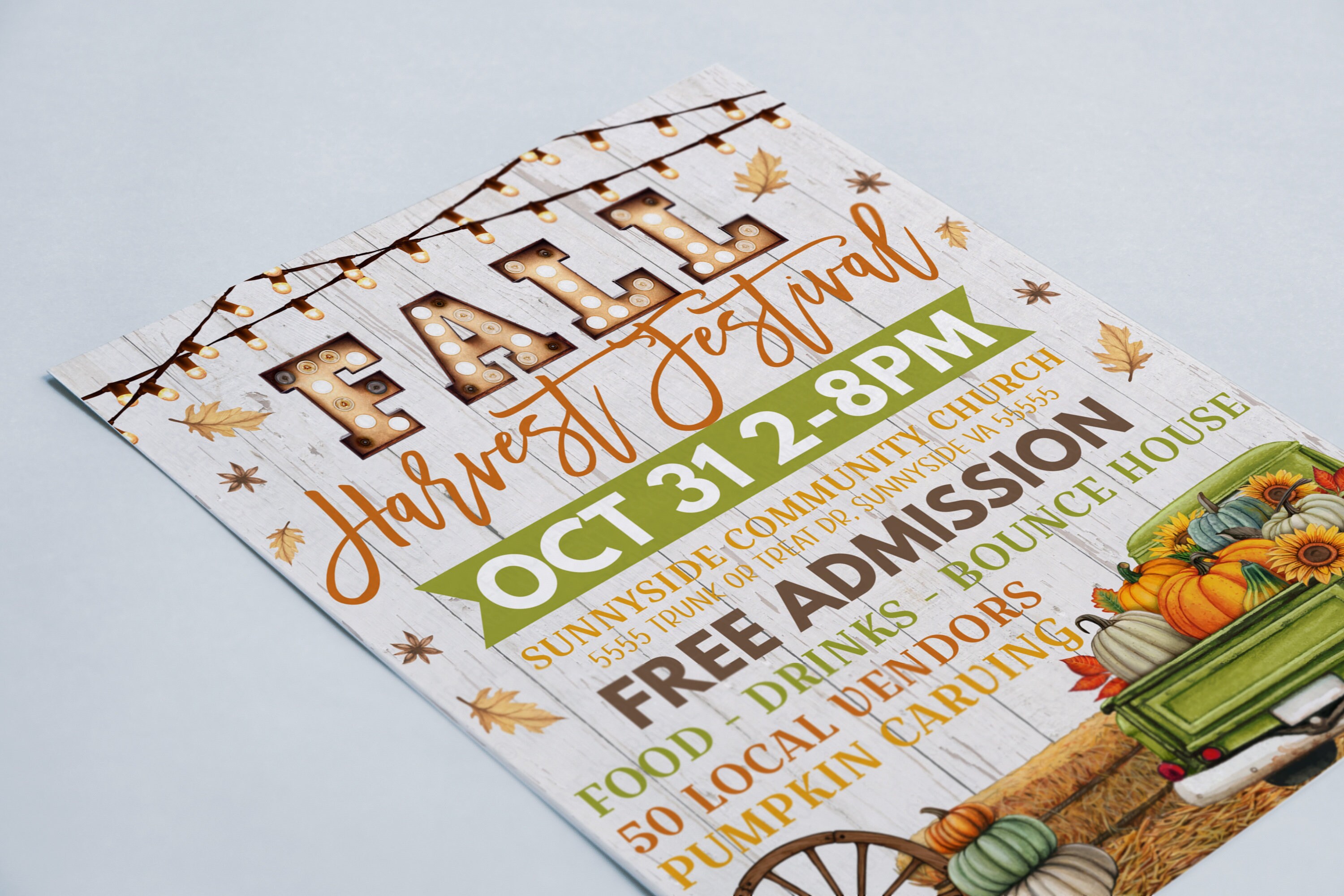Editable Fall Festival Flyer Invitation, School Church Harvest Event ...