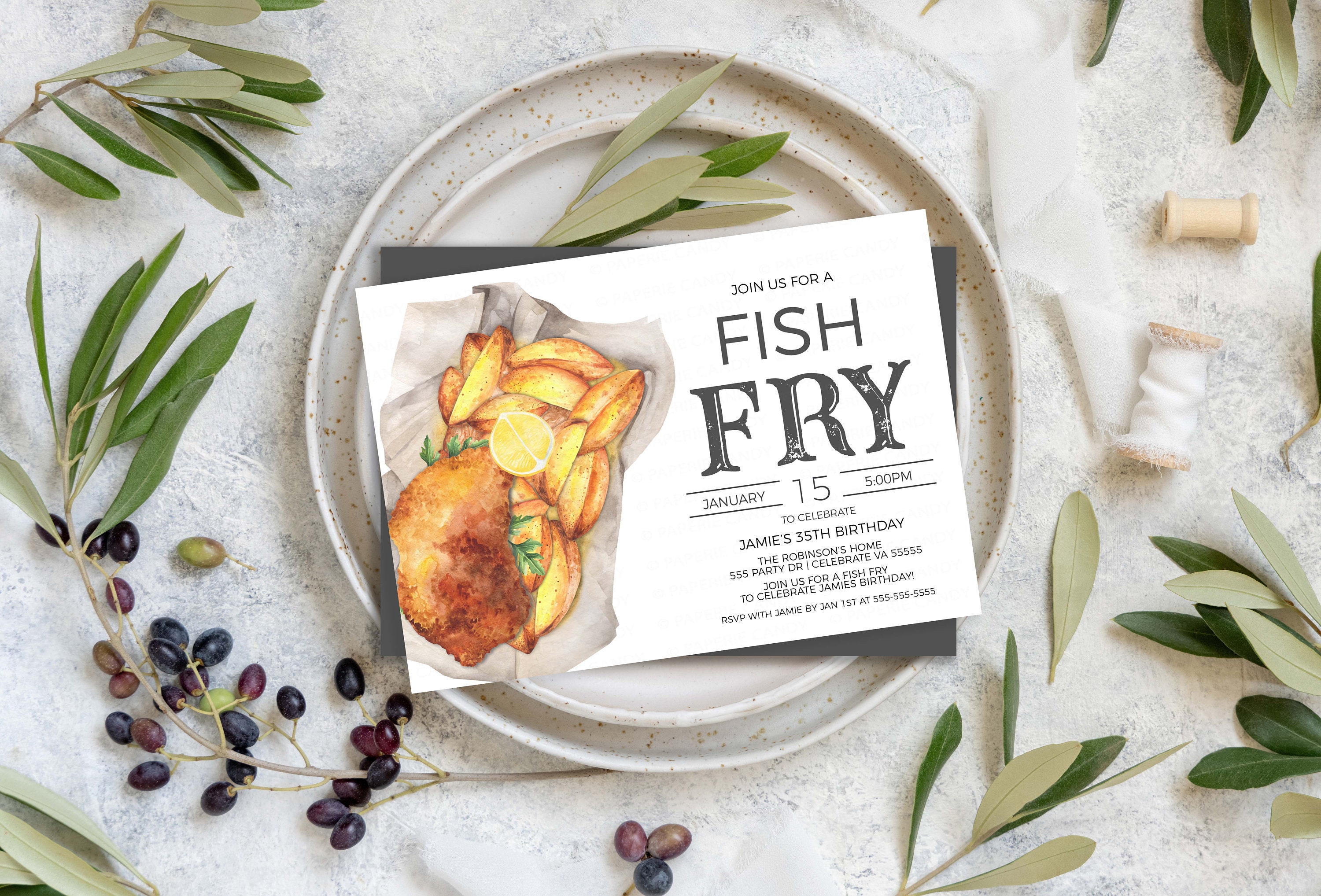 Fish Fry Invitation Fish and Chips Invite Seafood Birthday - Etsy