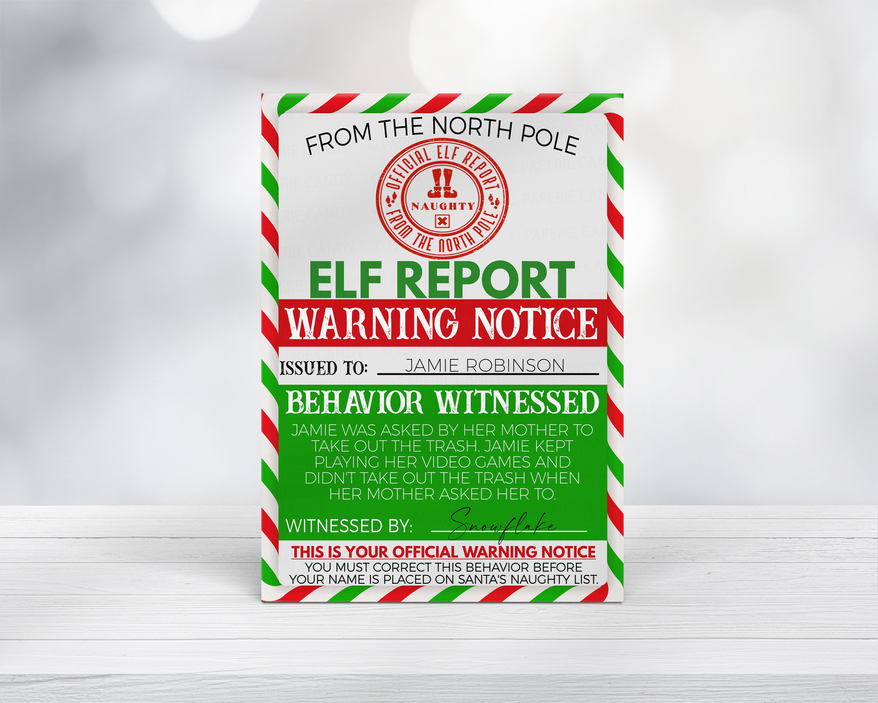 Elf Naughty Warning Report, Editable Elf Letter, Printable Elf Letter ...