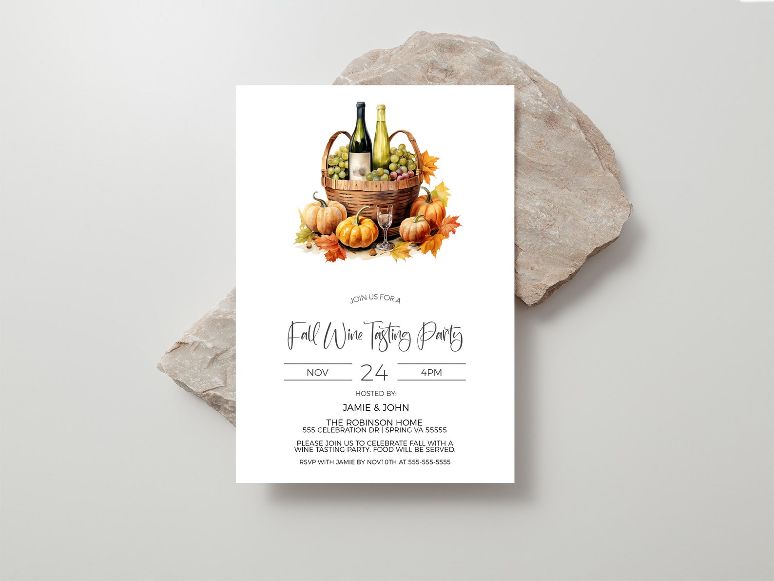 Fall Wine Tasting Invitation, Autumn Wine Party Invite, Fall Wine and ...
