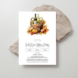 Fall Wine Tasting Invitation, Autumn Wine Party Invite, Fall Wine and ...