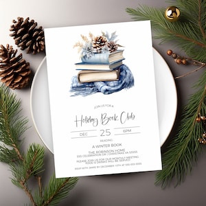 Holiday Book Club Invitation, Holiday Book Swap Invite, Holiday Reading ...