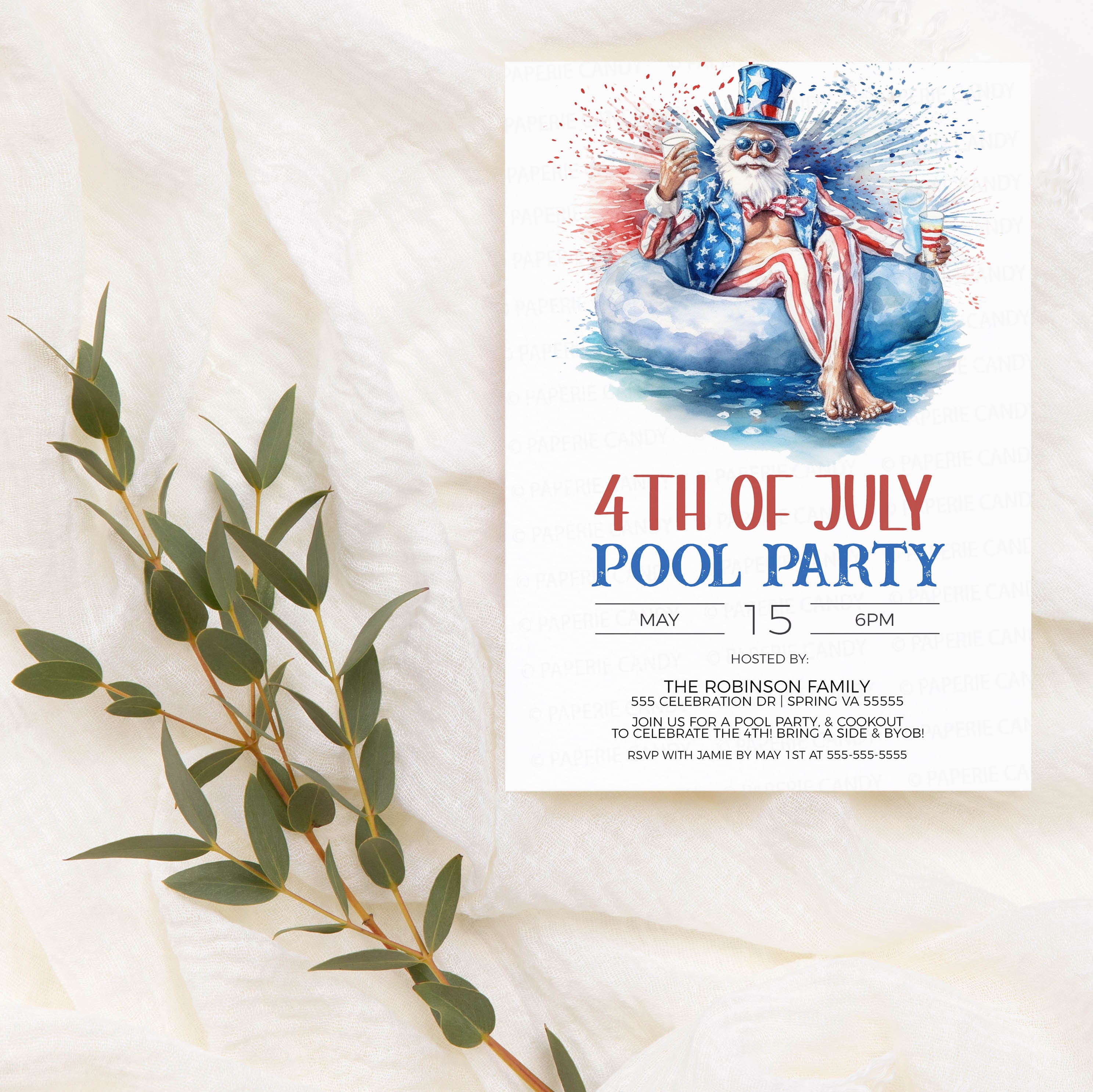 4th of July Pool Party Invitation Independence Day Pool Party - Etsy