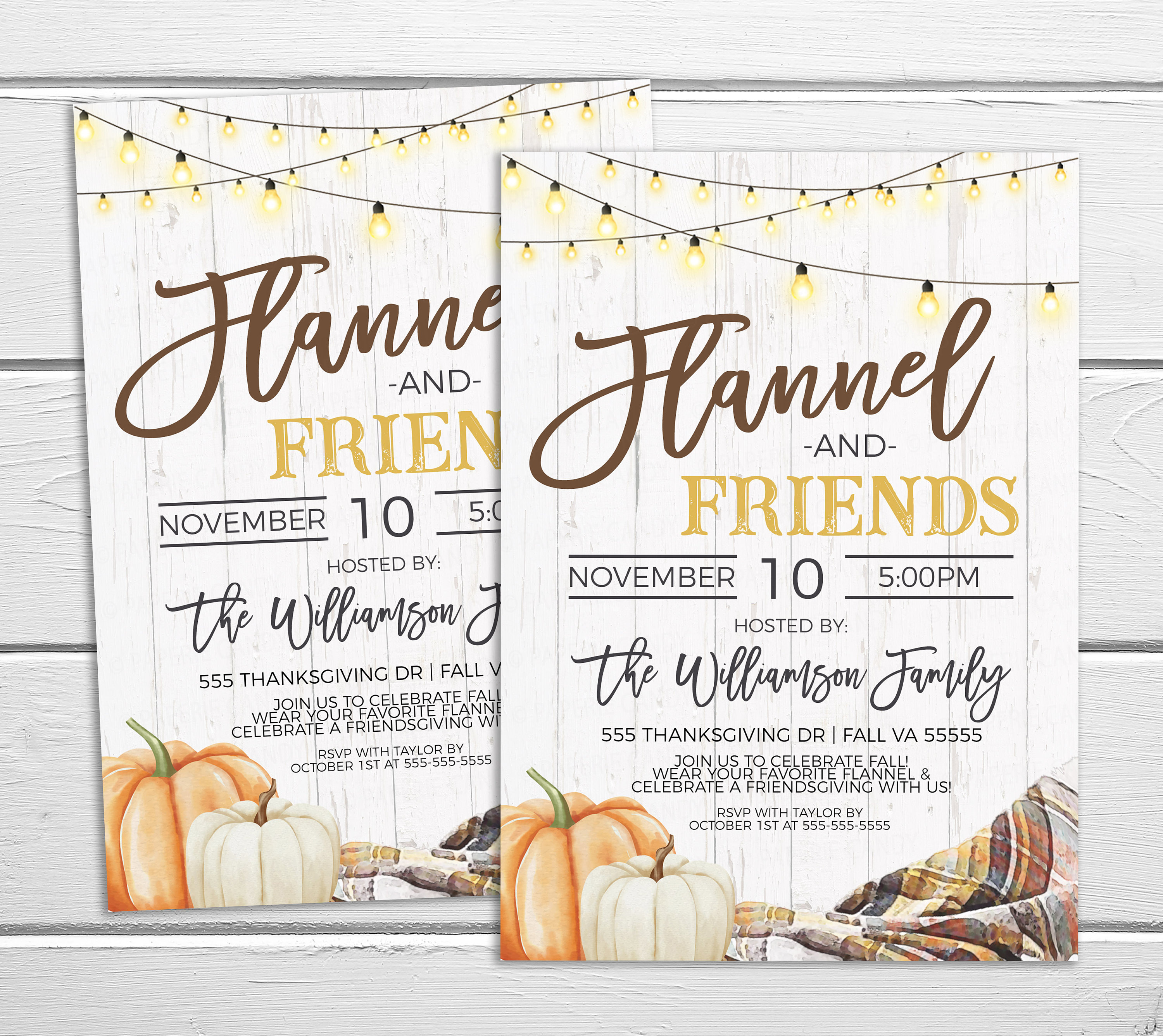 Friendsgiving Invitation, Flannel and Friends Party Invite, Fall ...