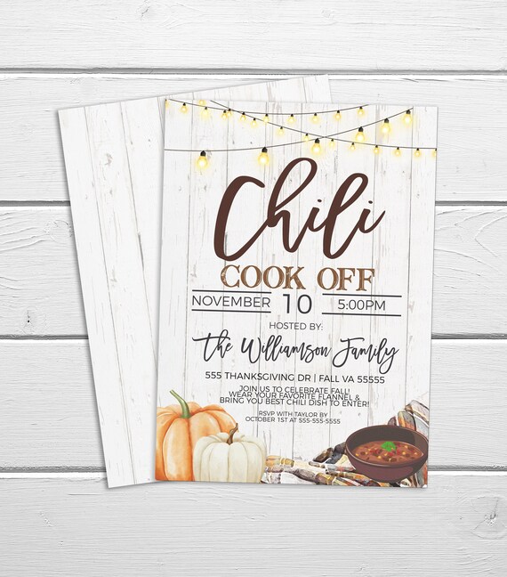 Chili Cook Off Invitation, Chili Cook-off Tasting Competition Invite ...