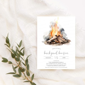 Bonfire Invitation, Backyard Bonfire Invite, Couples Engagement Shower ...