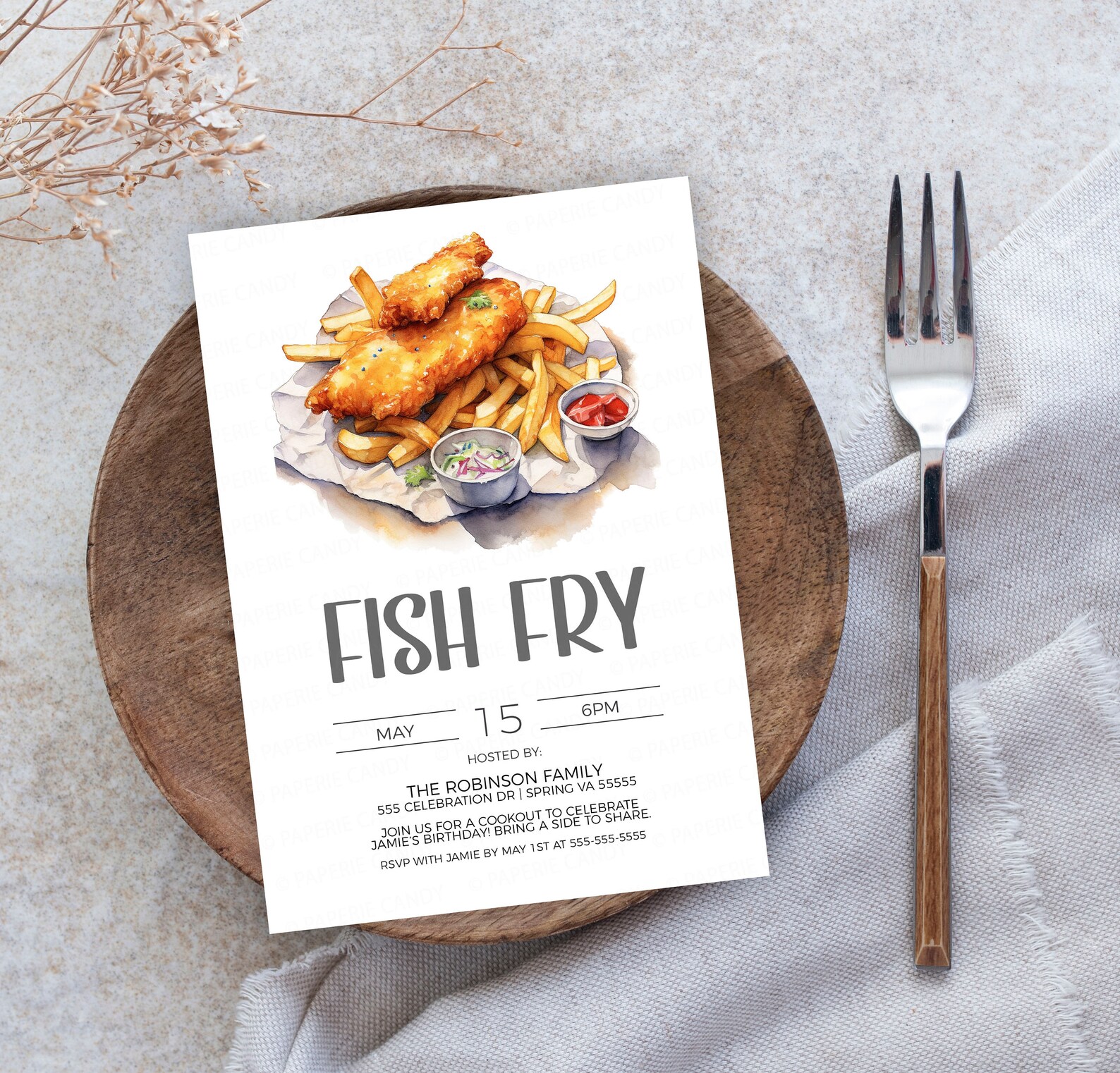 Fish Fry Invitation Fish and Chips Invite Seafood Birthday - Etsy