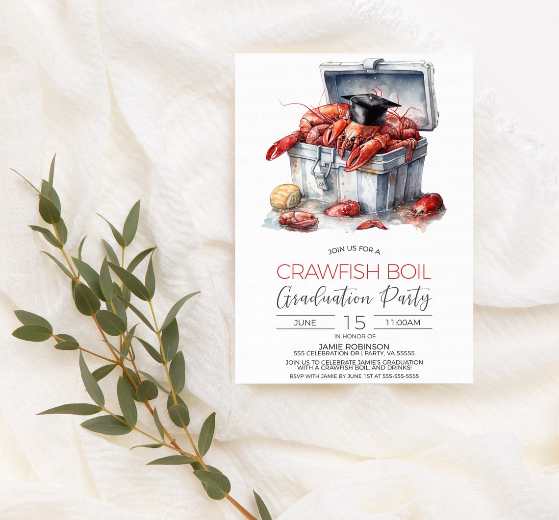 Crawfish Boil Graduation Invitation, Crawfish Boil Grad Invite ...