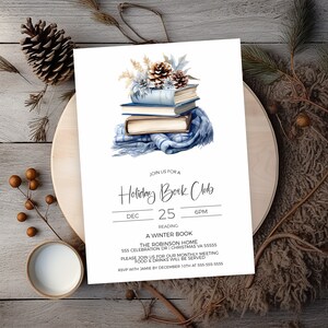 Holiday Book Club Invitation, Holiday Book Swap Invite, Holiday Reading ...
