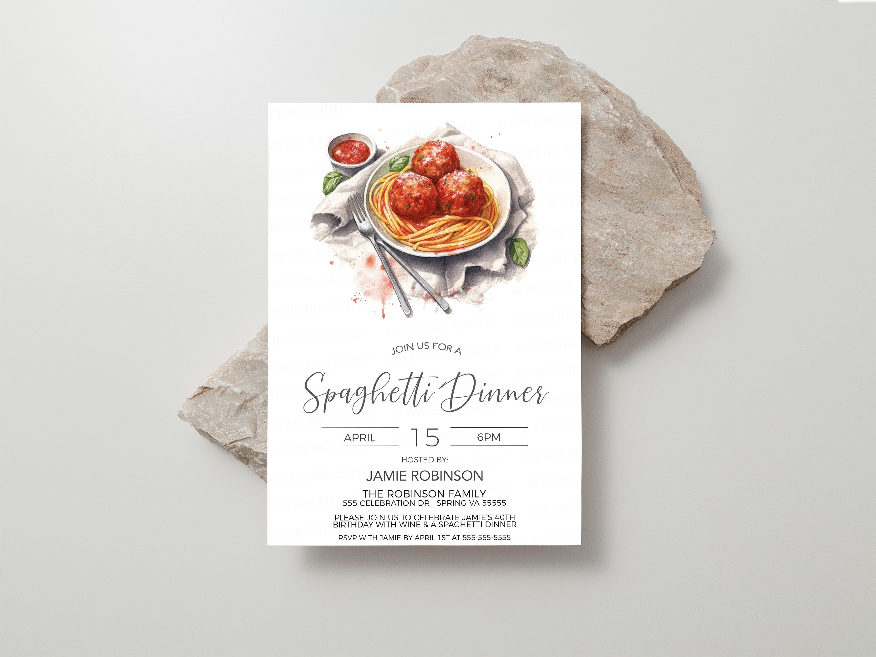 Spaghetti Invitation, Spaghetti Invite, Italian Pasta Dinner, Rehearsal ...