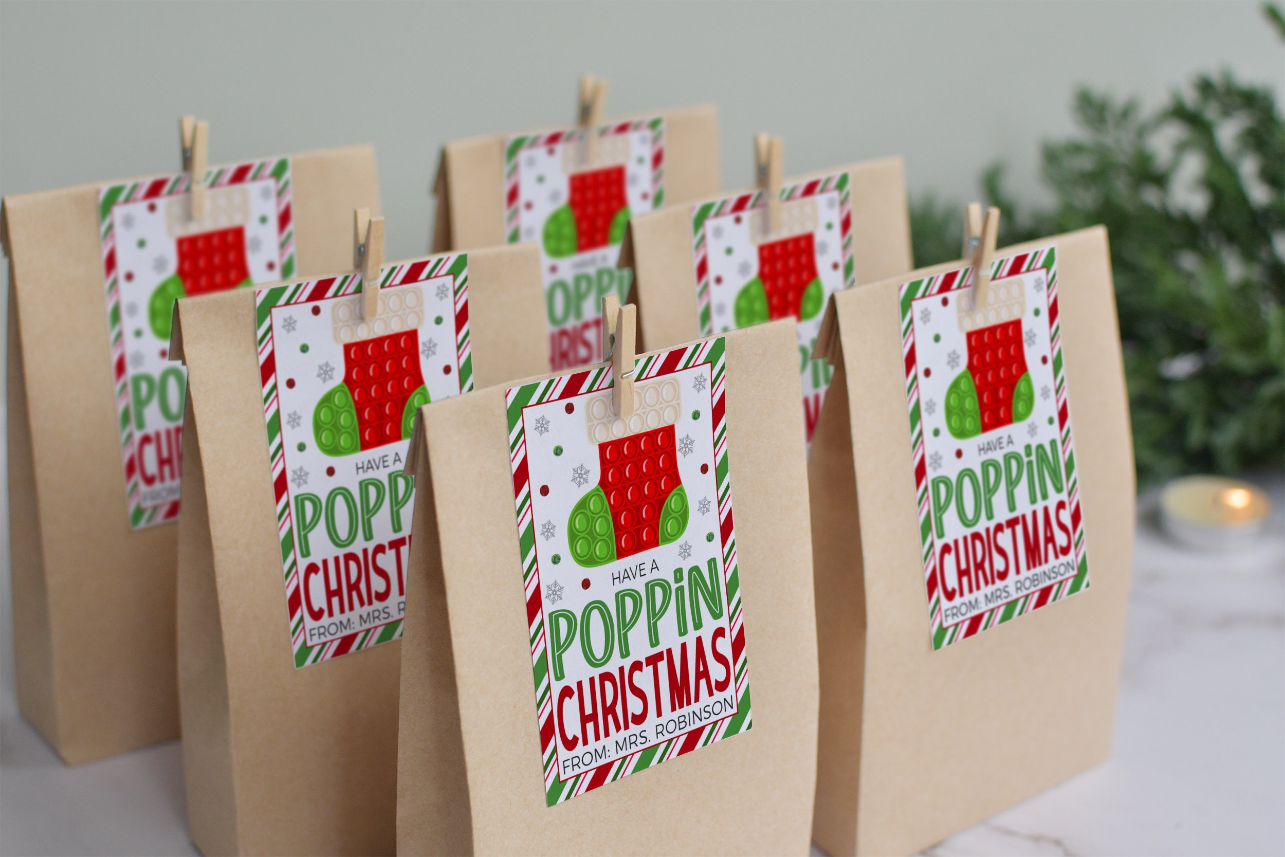 Christmas Pop Fidget Toy Gift Tag, Have A Poppin Christmas, Gift for ...