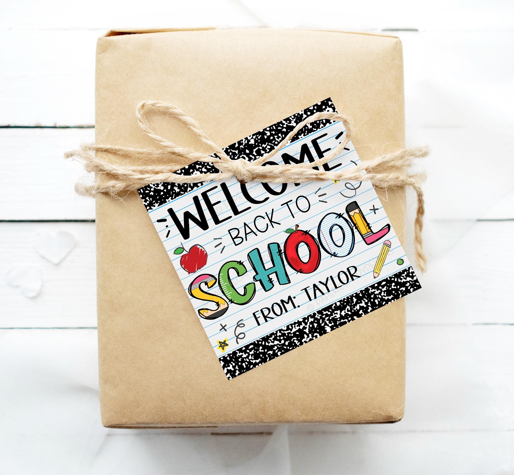 Welcome Back to School Gift Tag, First Day Label Favor, Gift for ...