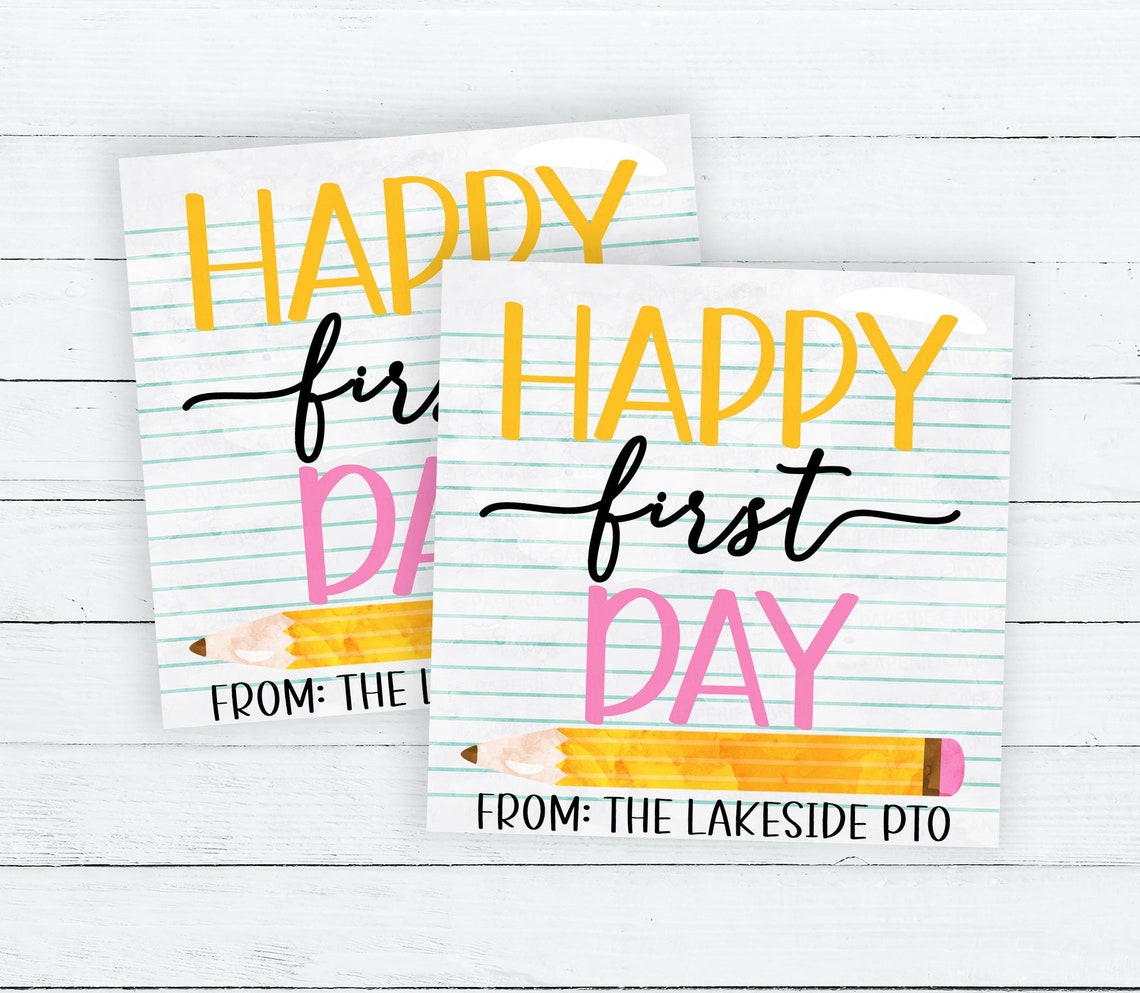 Happy First Day Gift Tag Back to School First Day Label - Etsy