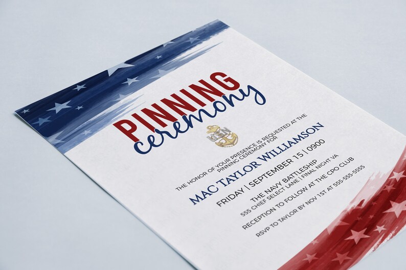 Editable CPO Pinning Ceremony Invitation, Chief Petty Officer Select ...
