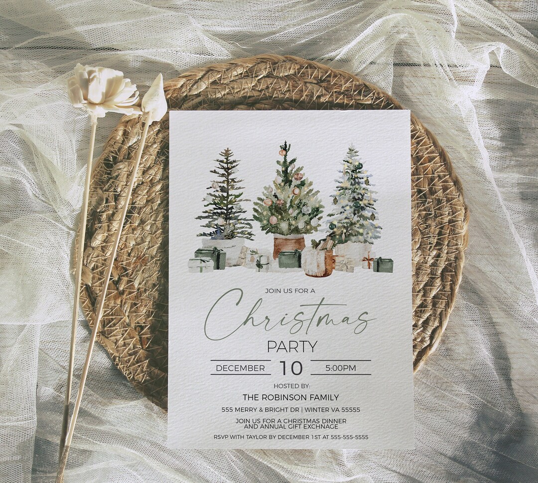 Editable Christmas Party Invitation, Winter Holiday Invite, Secret ...