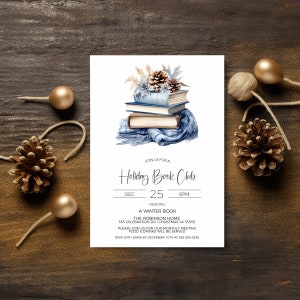 Holiday Book Club Invitation, Holiday Book Swap Invite, Holiday Reading ...
