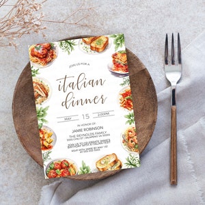 Italian Dinner Invitation, Italian Theme Invite, Pasta Dinner ...