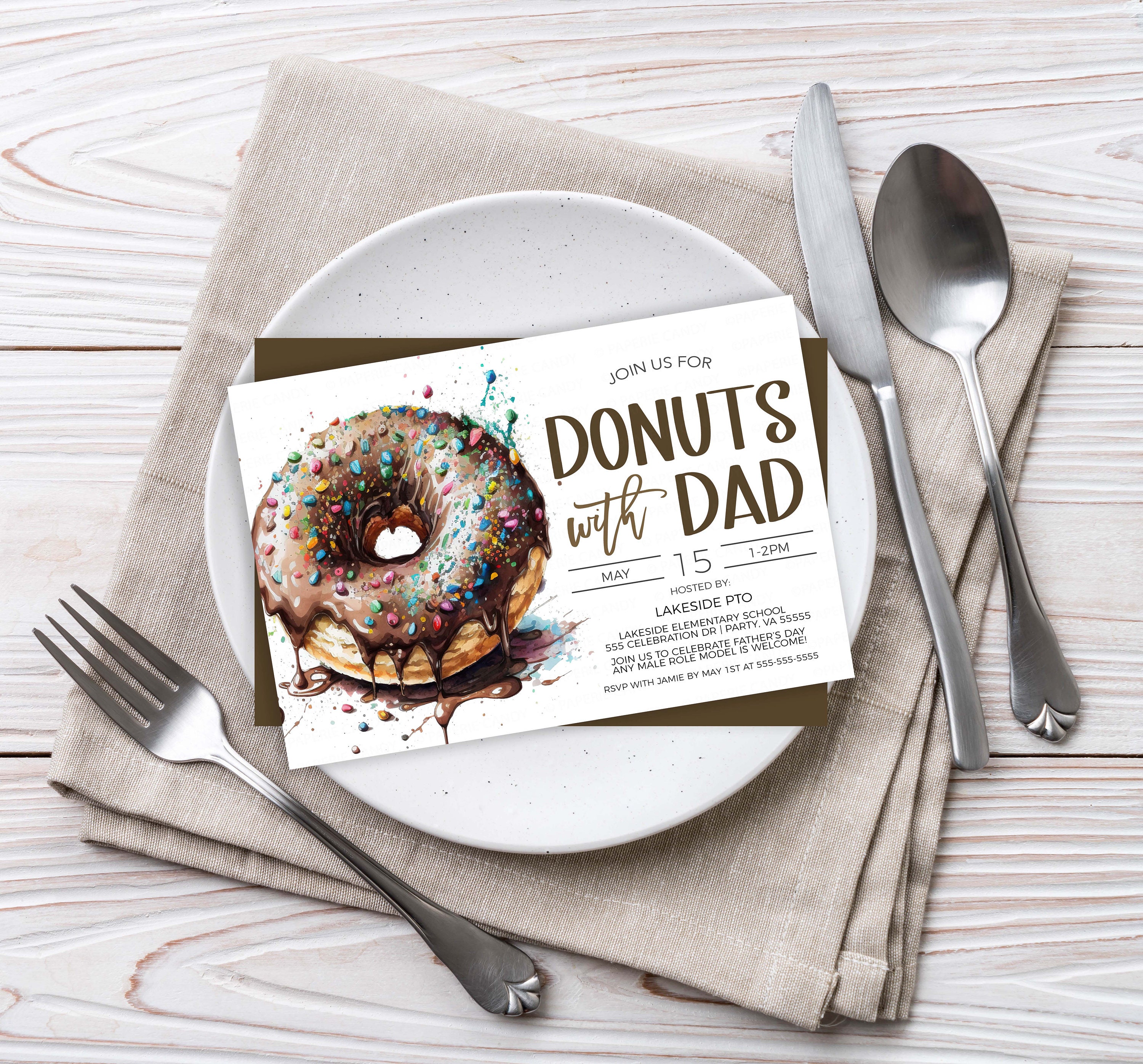 Donuts With Dad Invitation, Father's Day Donut Invite, Father's ...