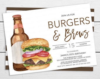Editable and Printable BBQ Burger Party Invitation Template - Etsy