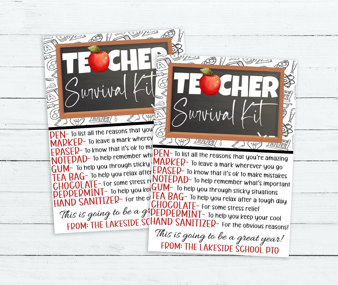 Teacher Survival Kit Gift Tag, Welcome Back to School, First Day Back ...