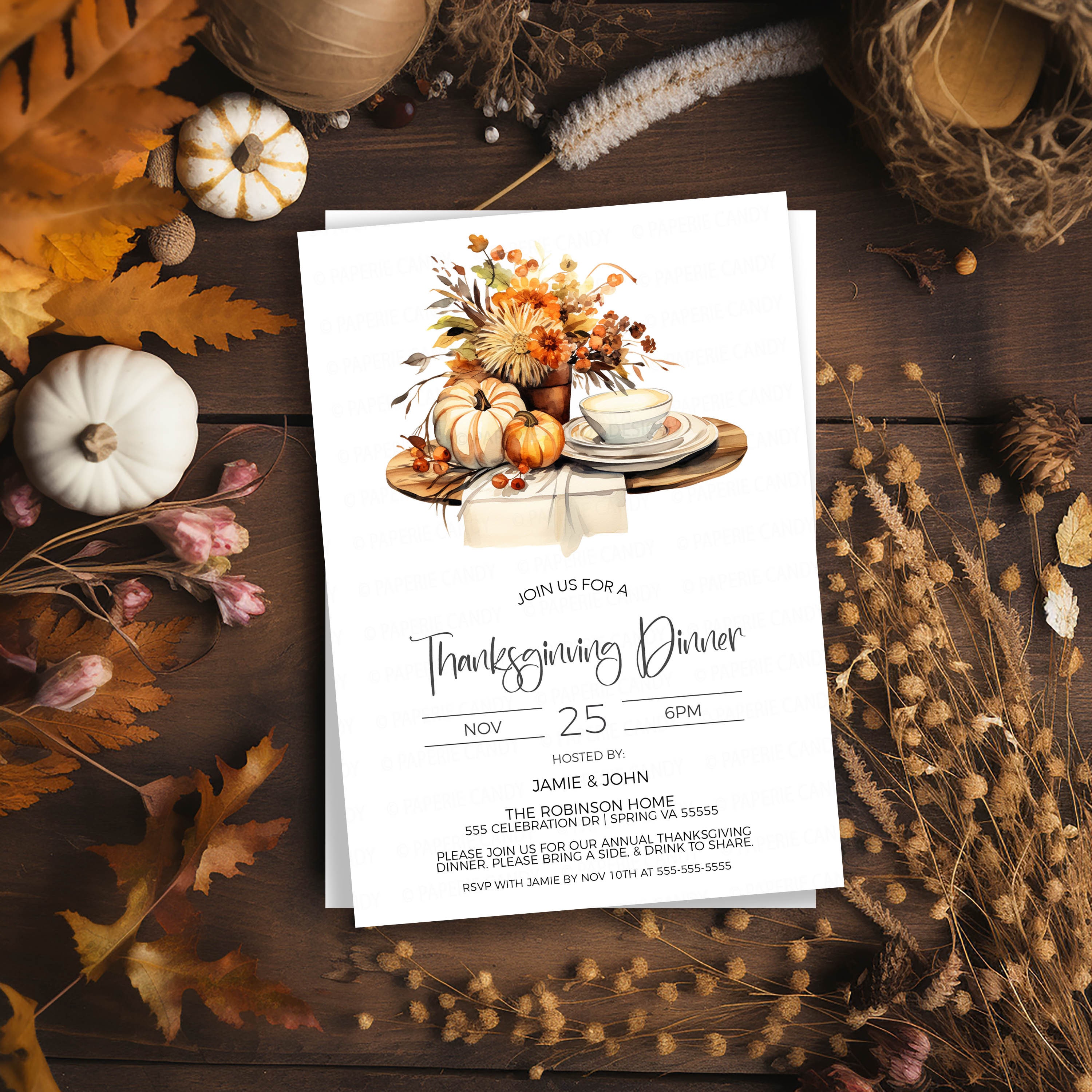 Thanksgiving Dinner Invitation Thanksgiving Potluck Invite - Etsy