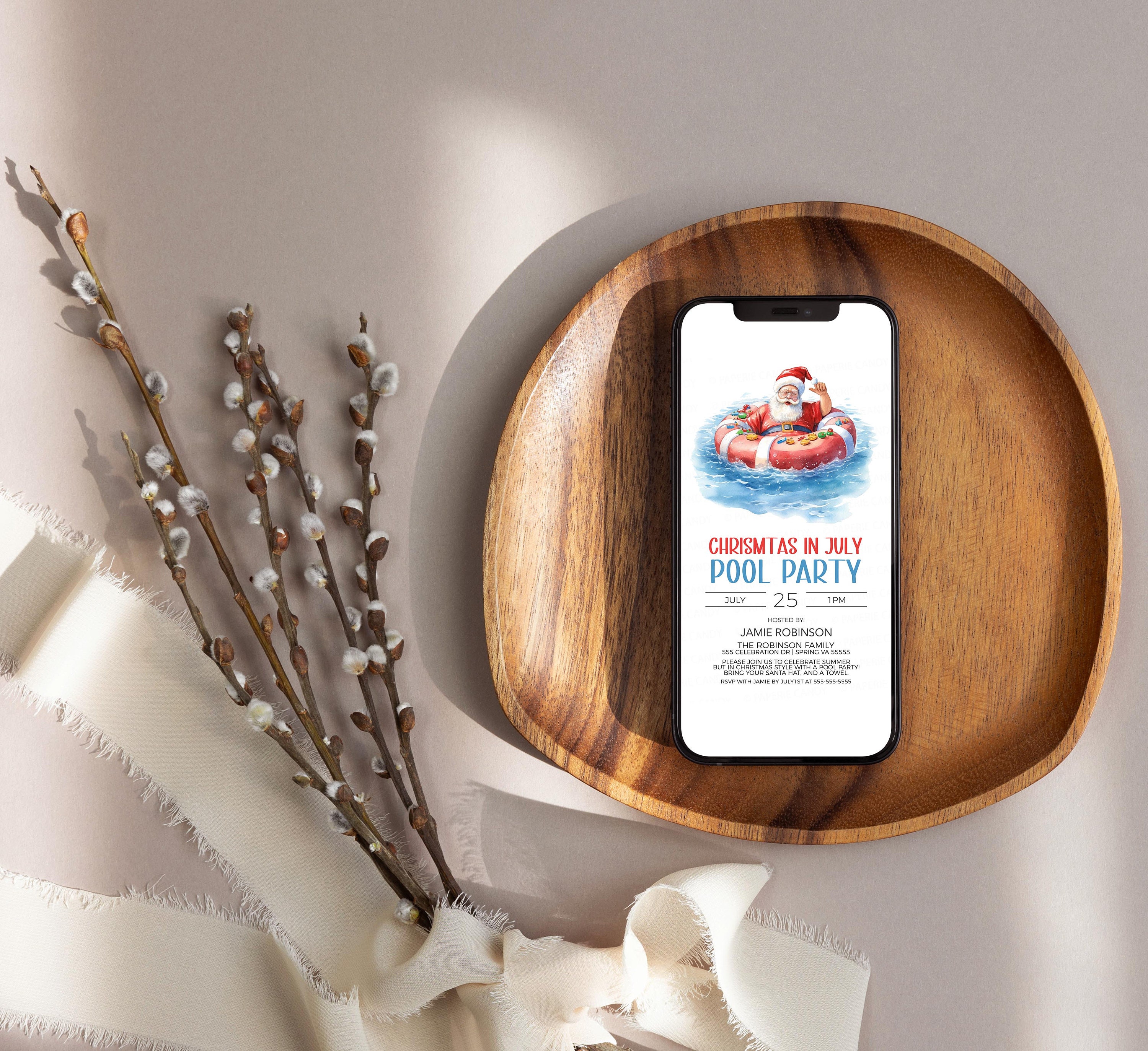 Christmas in July Pool Party Invitation Christmas in Summer - Etsy