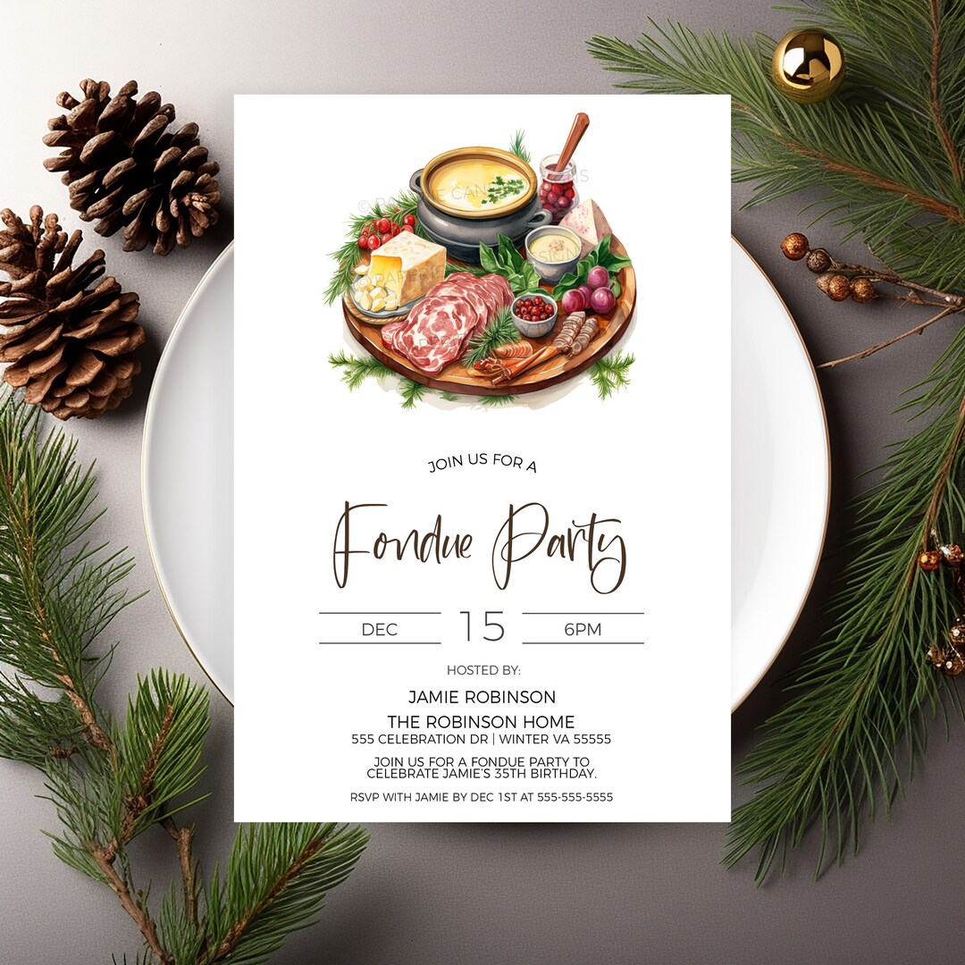 Christmas Fondue Invitation, Fondue Party Invite, Fondue Birthday ...