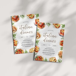 Italian Dinner Invitation, Italian Theme Invite, Pasta Dinner ...