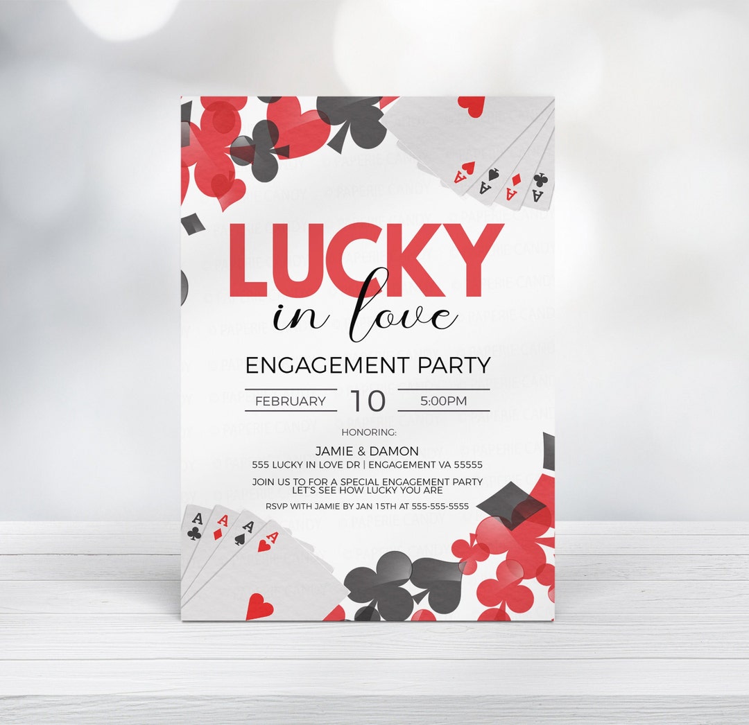 Poker Engagement Party Invitation, Lucky in Love Invite, Casino ...