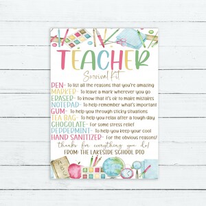 Teacher Survival Kit Gift Tag, Welcome Back to School, First Day Label ...