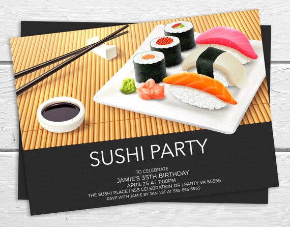 Sushi Invitation, Sushi Party Invite, Sushi Birthday Retirement, Sushi ...