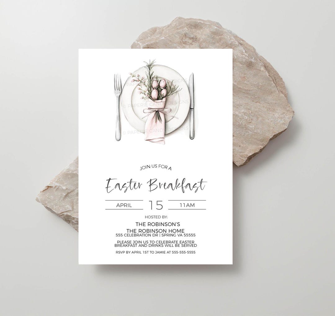 Easter Breakfast Invitation, Easter Brunch Dinner Invite, Easter ...