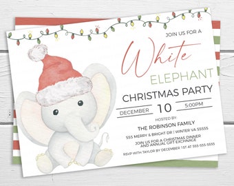 White Elephant Exchange Invitation - Etsy
