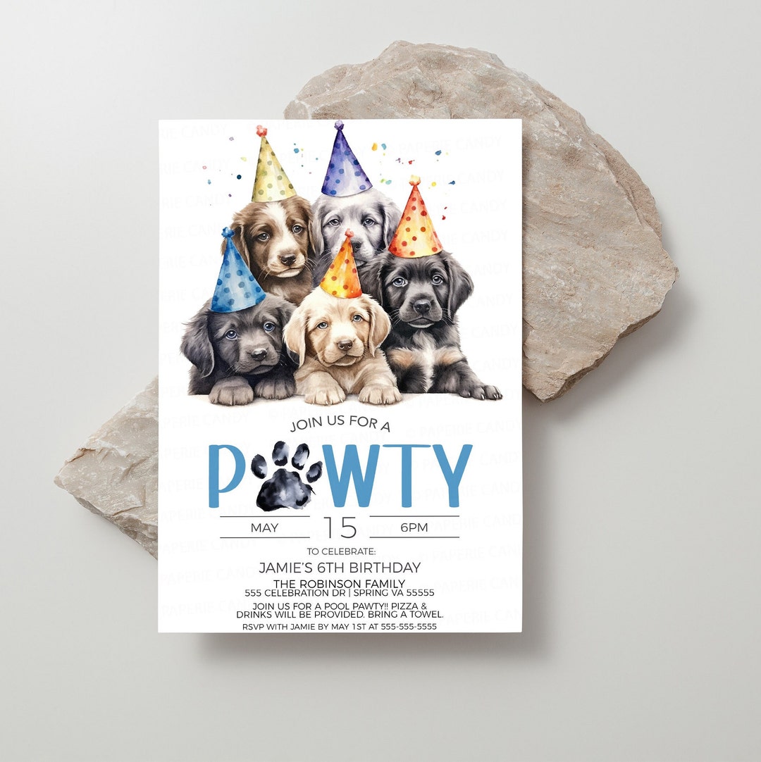 Puppy Invitation, Puppy Pawty Invite, Puppy Dog Birthday Party, Let's ...