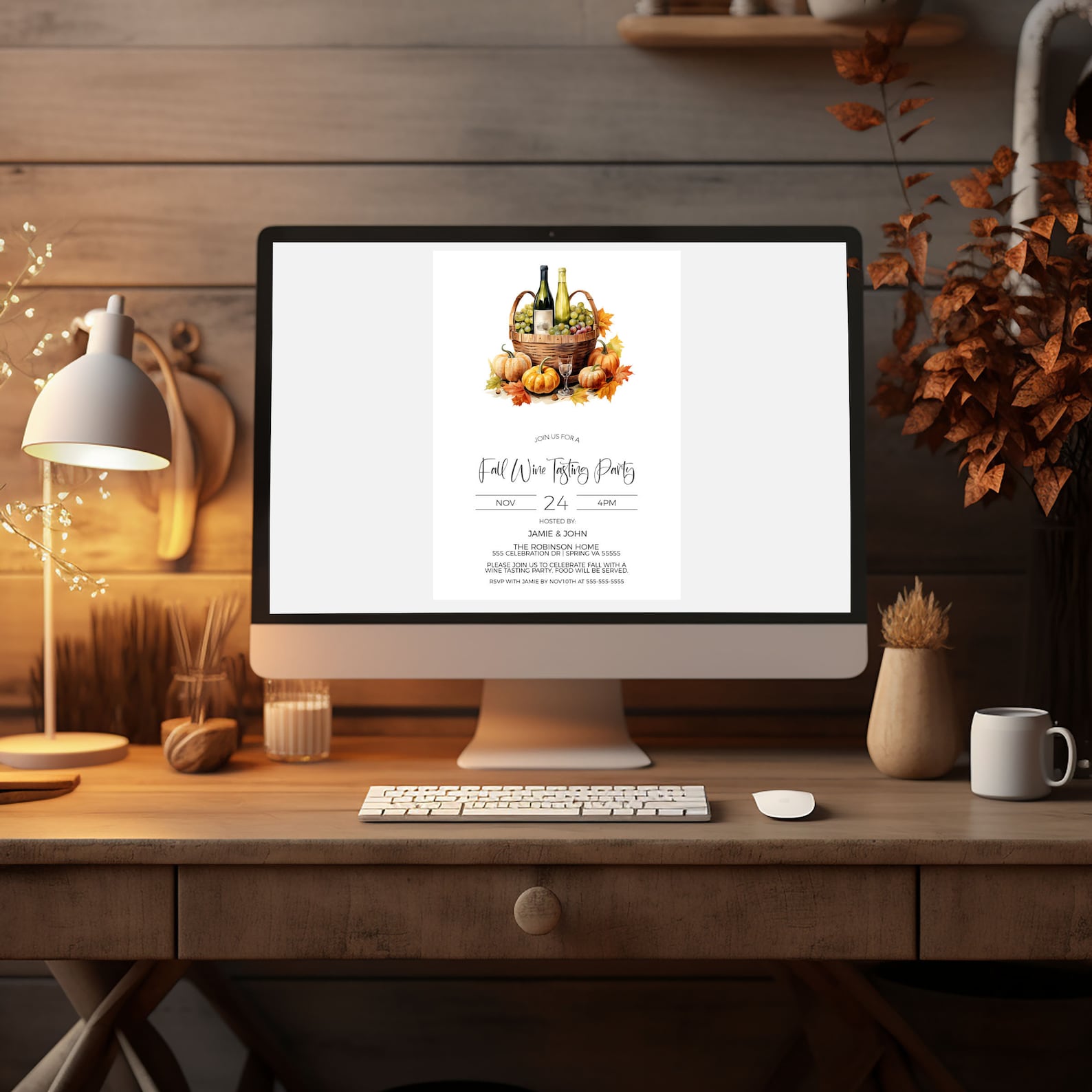 Fall Wine Tasting Invitation Autumn Wine Party Invite Fall - Etsy