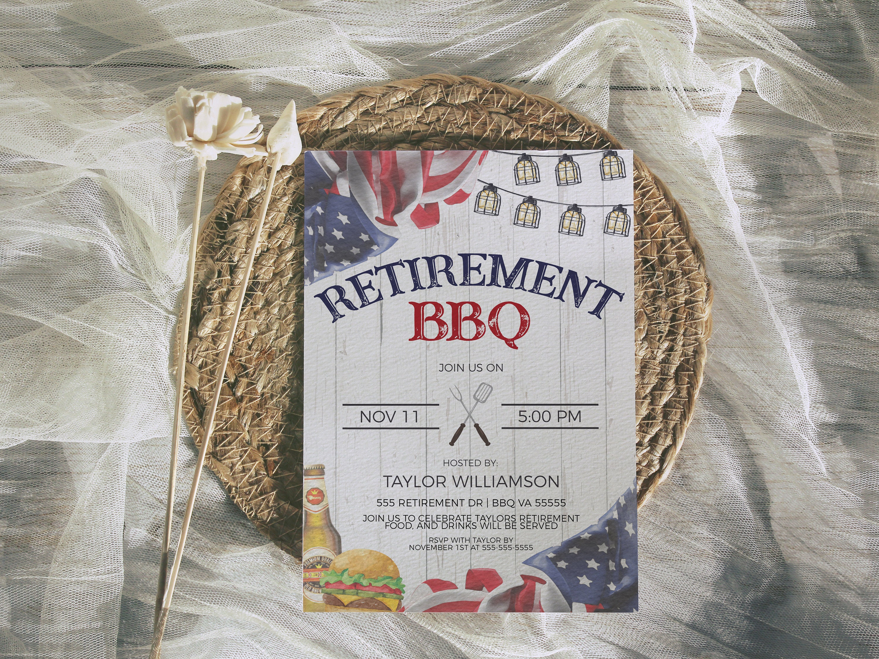 Patriotic Retirement BBQ Invitation Military Police Cookout - Etsy