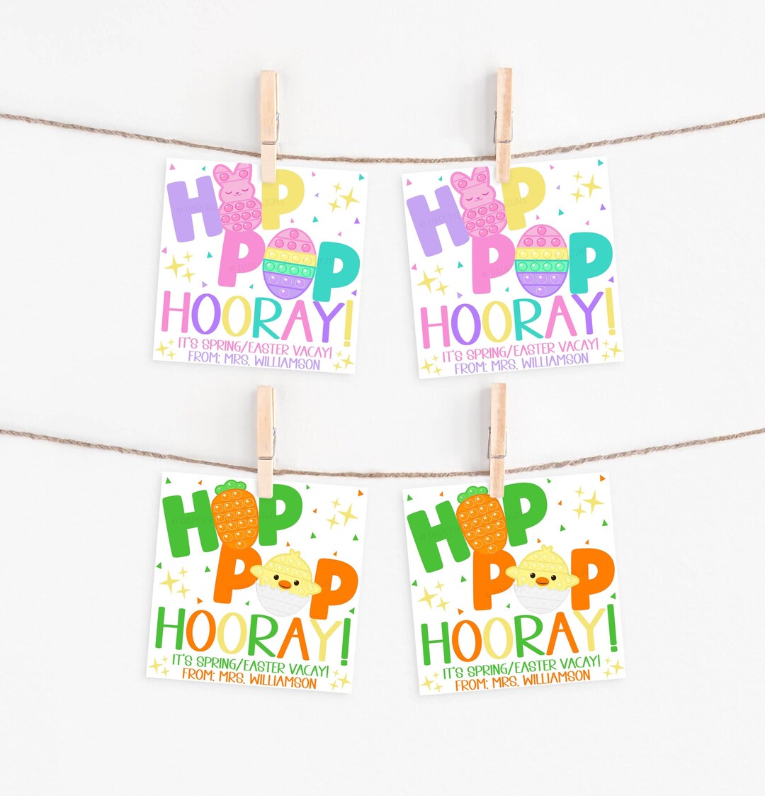 Easter Pop Toy Gift Tags, Hip Hop Hooray, Spring Break Gift Ideas ...