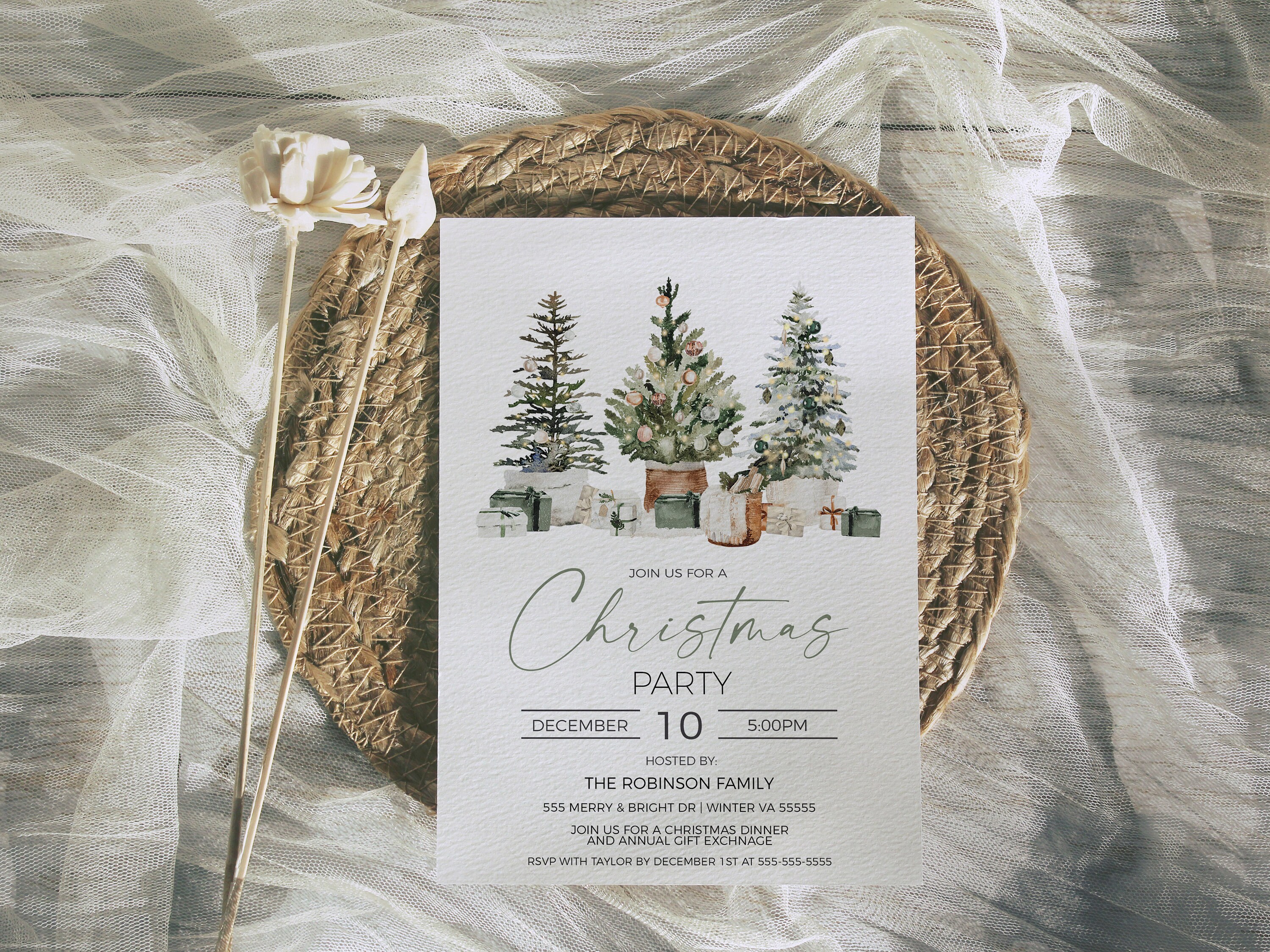 Editable Christmas Party Invitation Winter Holiday Invite - Etsy