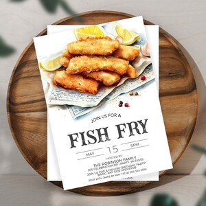 Fish Fry Invitation, Fish and Chips Invite, Seafood Birthday Party ...