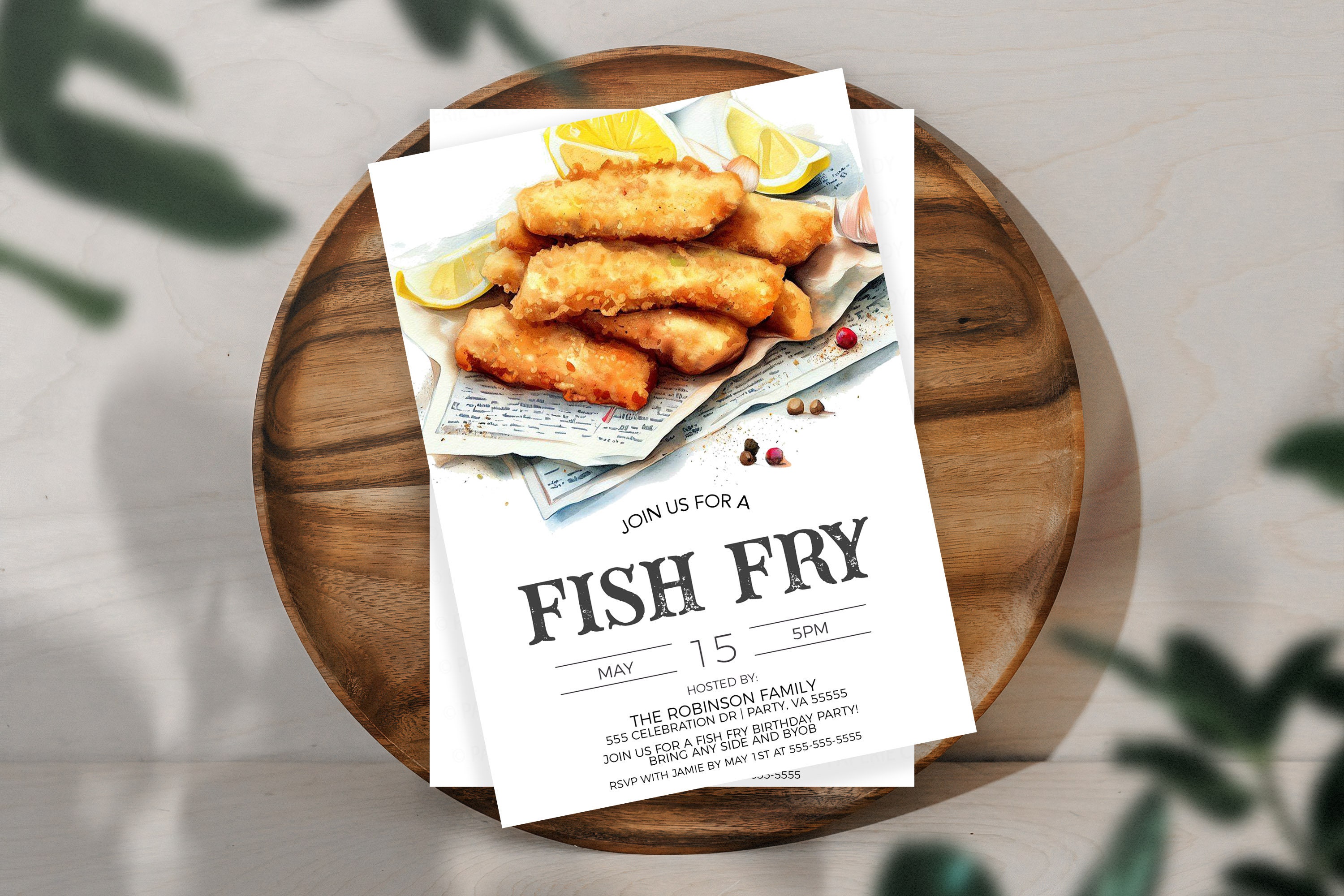 Fish Fry Invitation, Fish and Chips Invite, Seafood Birthday Party ...