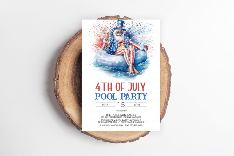 4th of July Pool Party Invitation Independence Day Pool Party - Etsy