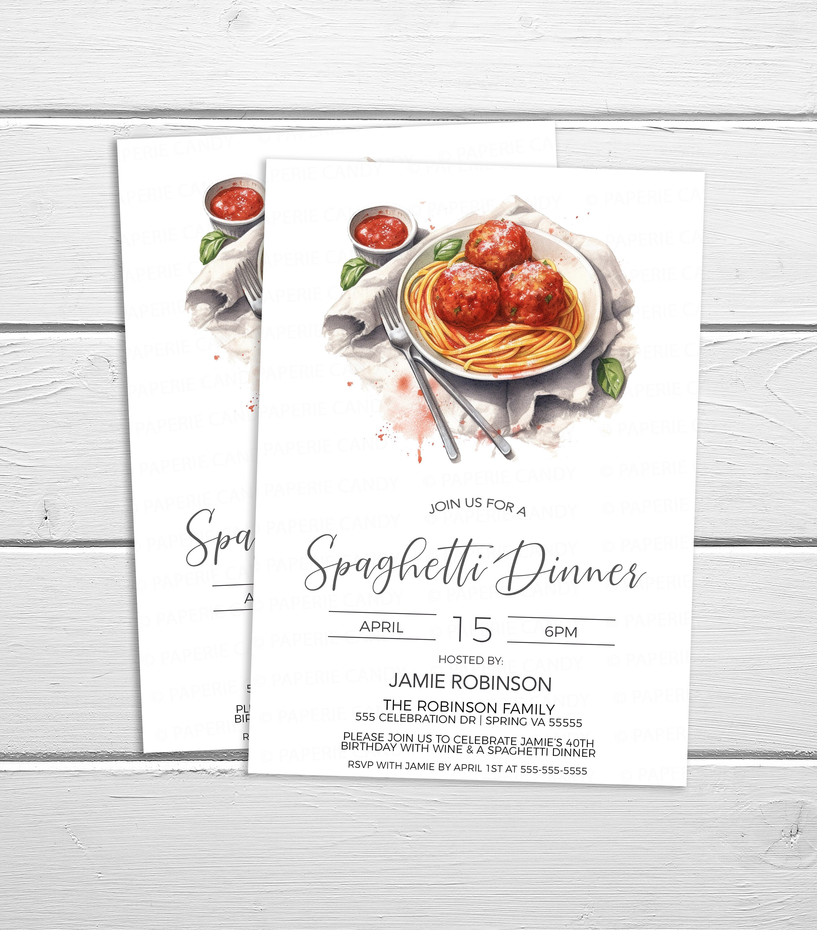 Spaghetti Invitation, Spaghetti Invite, Italian Pasta Dinner, Rehearsal ...