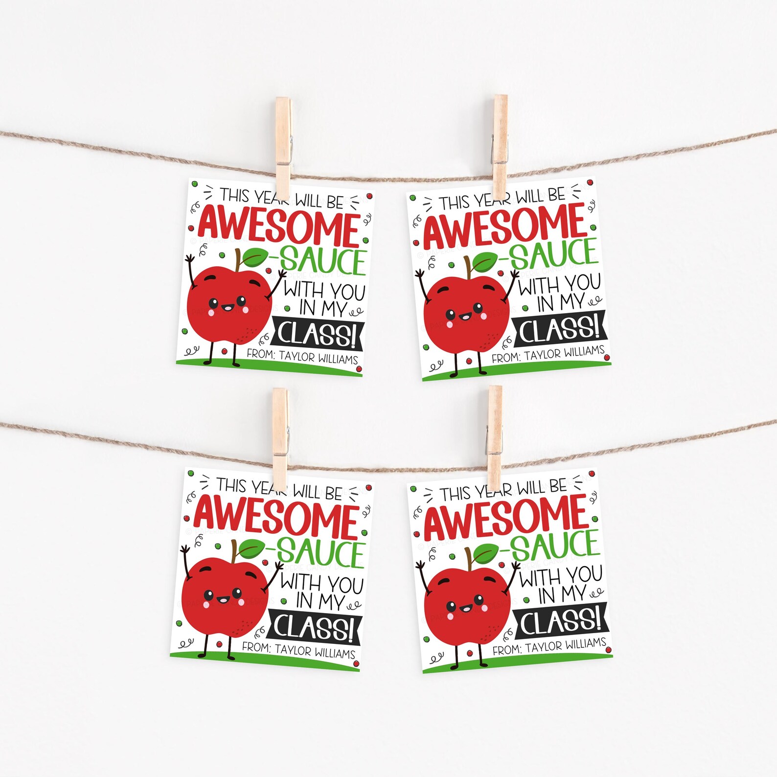 Apple Sauce Gift Tag, Awesome Sauce Back to School, Apple Sauce Squeeze ...